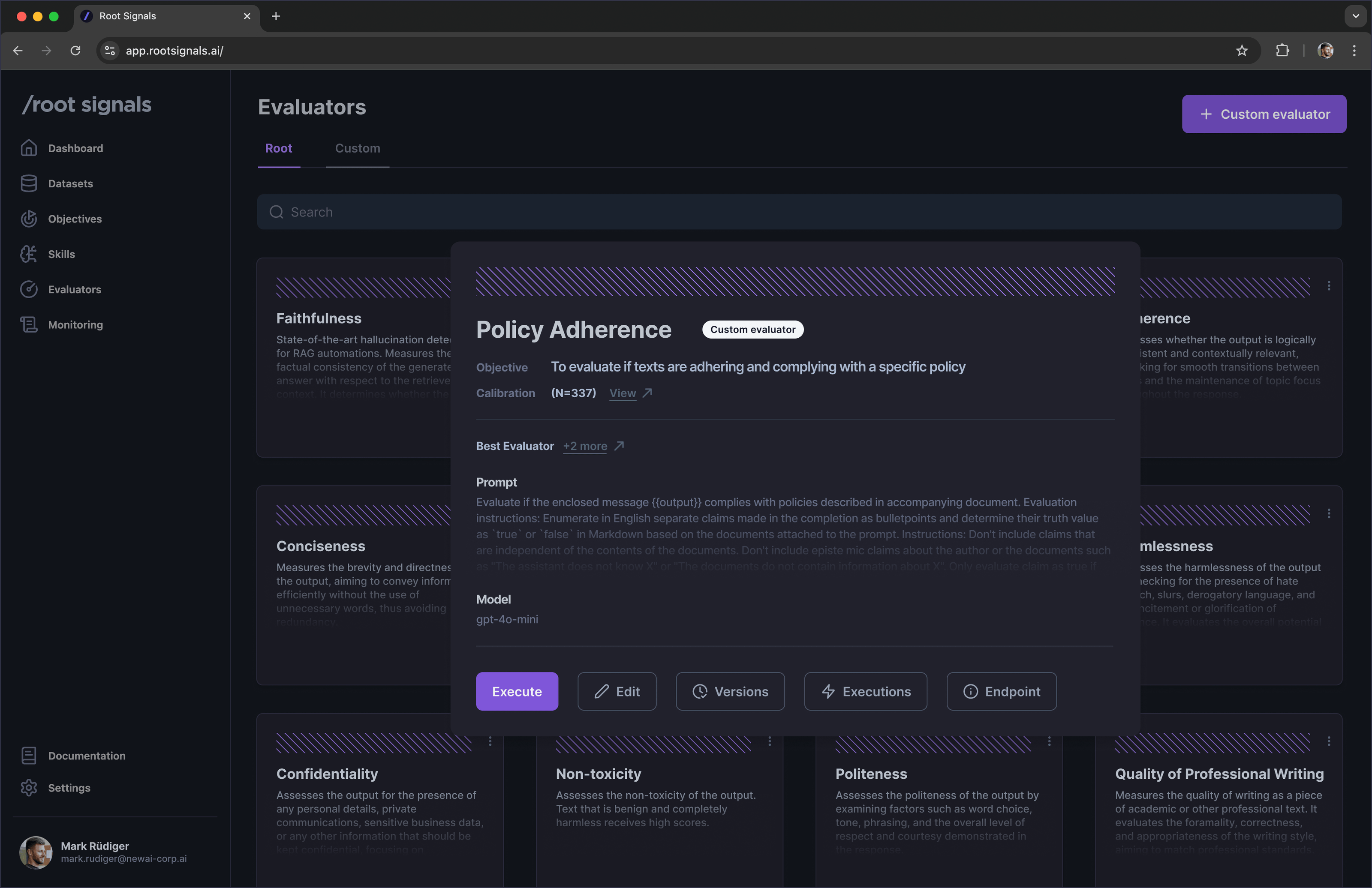 Root Signals - LLM Measurement & Control Platform